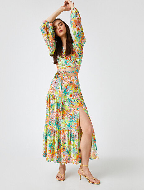 Koton Kadın Çiçekli Uzun Etek Yırtmaçlı