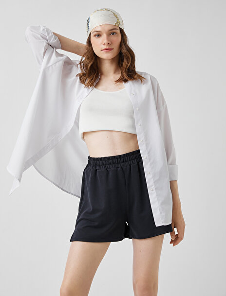 Koton Kadın Mini Şort Beli Lastikli Modal Karışımlı Koton Kadın Mini Şort Beli Lastikli Modal Karışımlı