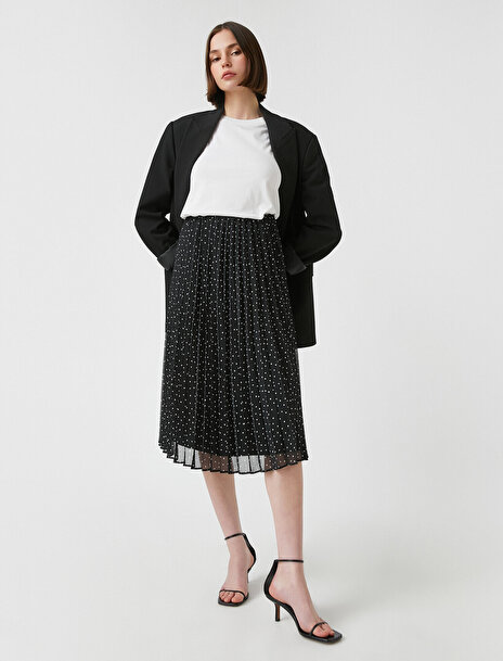 Koton Kadın Pileli Puantiyeli Midi Etek