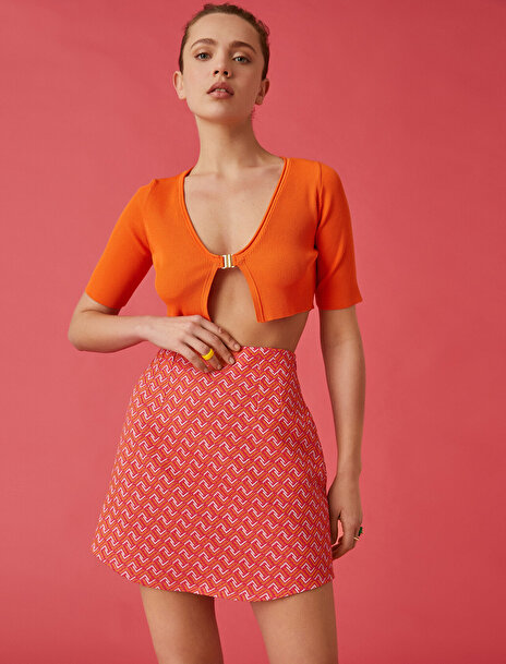 Koton Kadın Desenli Mini Etek A Kesim