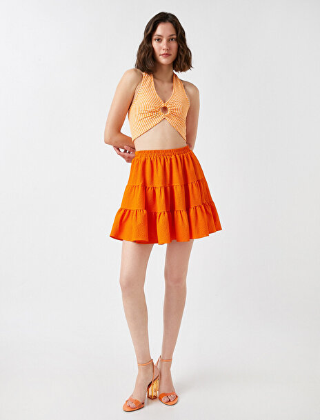 Koton Kadın Katlı Mini Etek