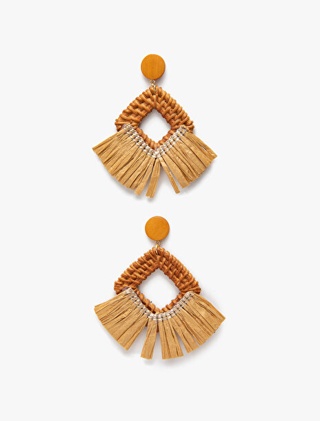 Koton Kadın Ece Sükan X Koton - Hasır Görünümlü Küpe