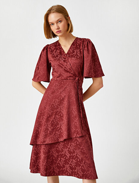 Koton Kadın Pamuklu Desenli Midi Elbise