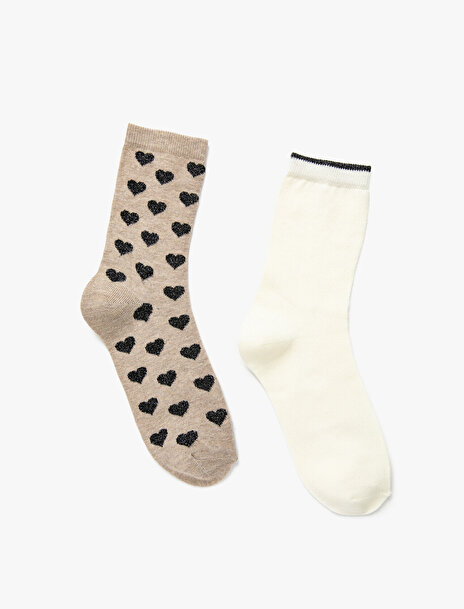 Koton Kadın Kalp Baskılı Kadın Çorap Seti