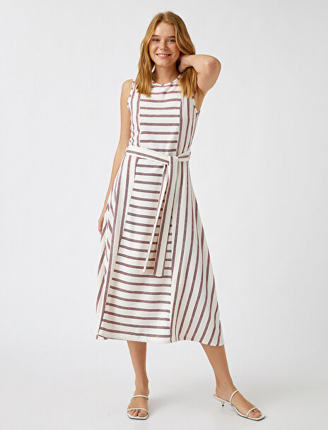 Koton Kadın Beli Kuşaklı Midi Elbise