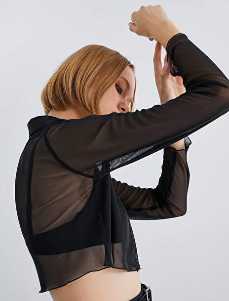 Koton Kadın Desenli Şifon Gömlek Uzun Kollu