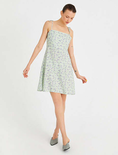 Koton Kadın Askılı Mini Desenli Elbise