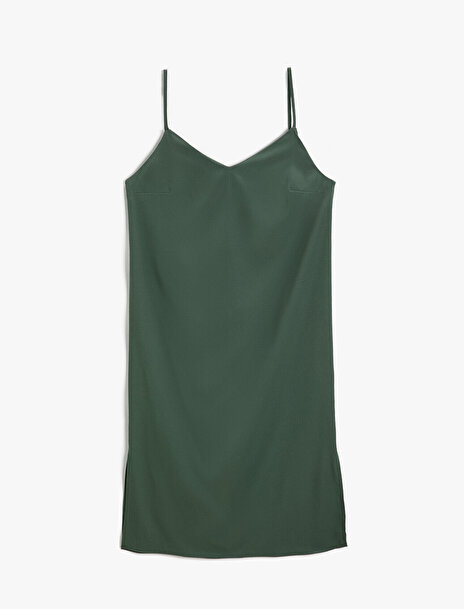 Koton Kadın Askılı Midi Yırtmaçlı Elbise