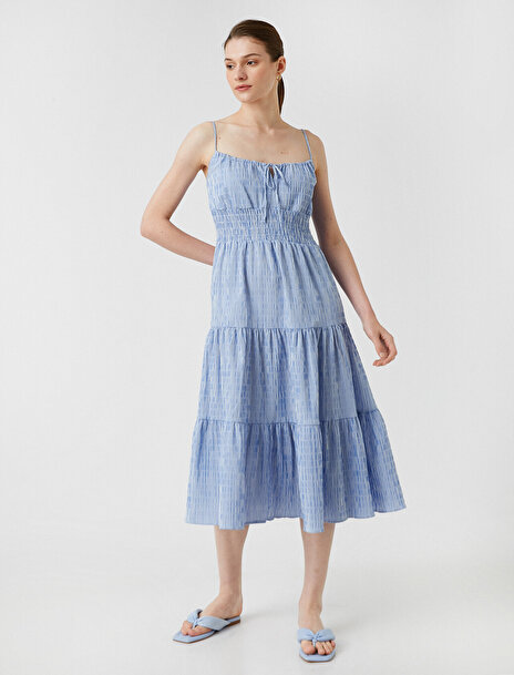 Koton Kadın Midi Elbise Askılı Fırfırlı Gipe Detaylı Koton Kadın Midi Elbise Askılı Fırfırlı Gipe Detaylı