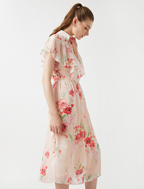 Koton Kadın Midi Boy Şifon Elbise Gömlek Yaka Koton Kadın Midi Boy Şifon Elbise Gömlek Yaka