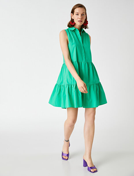 Koton Kadın Mini Gömlek Elbise Kolsuz Koton Kadın Mini Gömlek Elbise Kolsuz