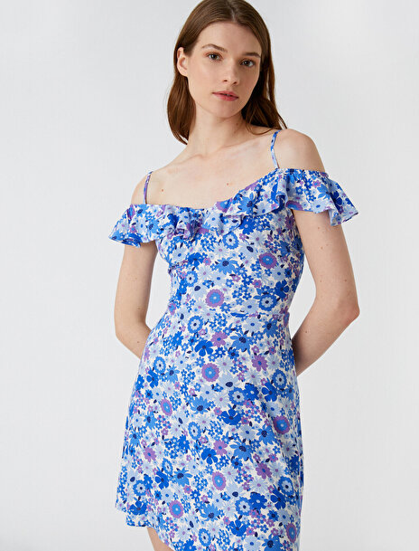 Koton Kadın Mini Elbise İnce Askılı Fırfırlı