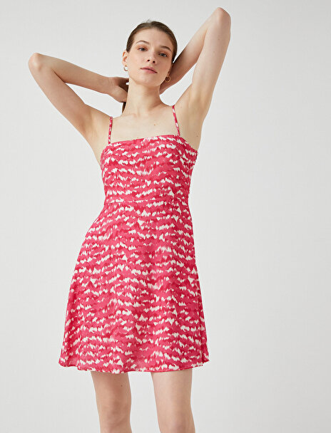 Koton Kadın Desenli Mini Elbise İnce Askılı