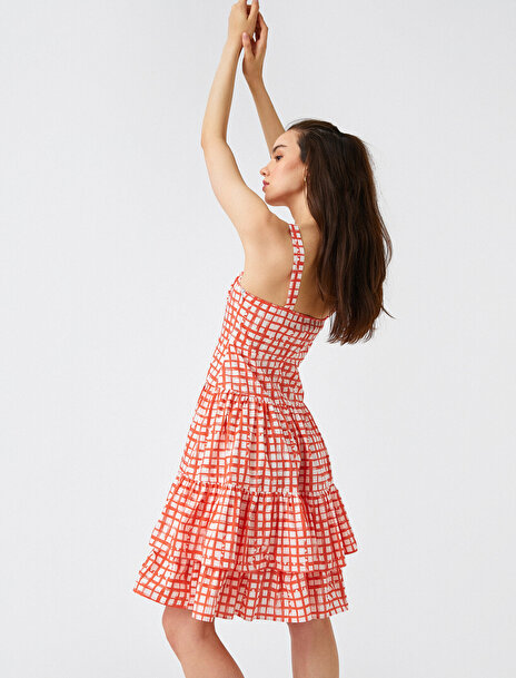 Koton Kadın Midi Elbise Ekoseli Askılı Fırfırlı Koton Kadın Midi Elbise Ekoseli Askılı Fırfırlı