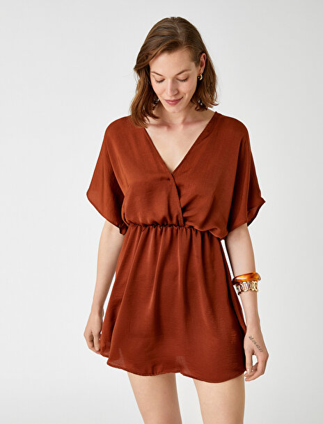 Koton Kadın Mini Elbise V Yaka Kısa Kollu