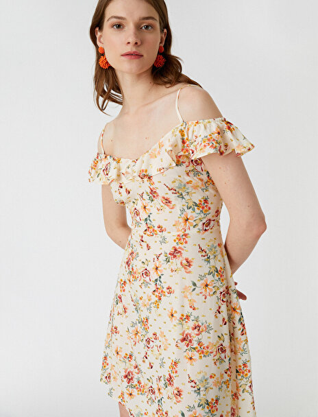 Koton Kadın Mini Elbise Askılı Fırfır Detaylı