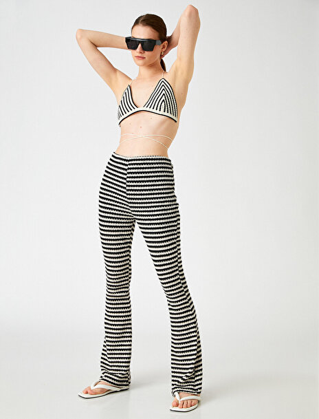 Koton Kadın İspanyol Paça Tayt Çizgili