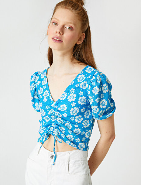 Koton Kadın Balon Kollu Crop Tişört Koton Kadın Balon Kollu Crop Tişört