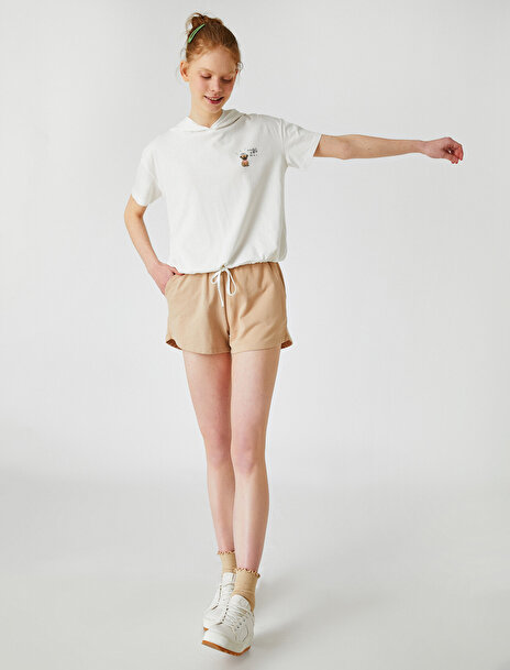 Koton Kadın Kapüşonlu Kısa Kollu Tişört Koton Kadın Kapüşonlu Kısa Kollu Tişört