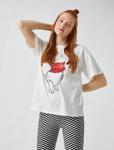 Koton Ole Genç Kız Disney Lisanslı Bisiklet Yaka Kısa Kollu Baskılı Tişört