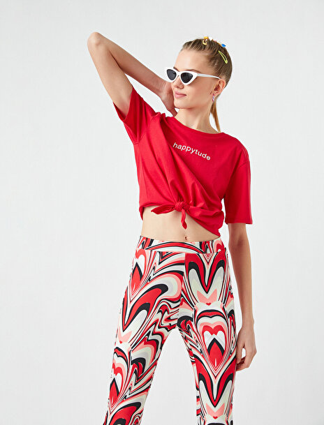 Koton Ole Genç Kız Beli Bağcıklı Kısa Kollu Tişört