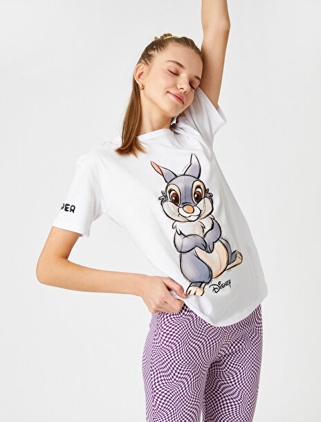 Koton Ole Genç Kız Disney Lisanslı Bisiklet Yaka Kısa Kollu Baskılı Tişört Koton Ole Genç Kız Disney Lisanslı Bisiklet Yaka Kısa Kollu Baskılı Tişört