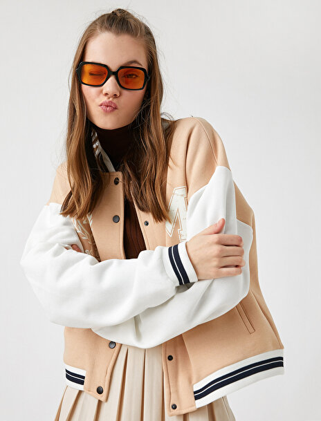 Koton Ole Genç Kız Kolej Bomber Ceket Sweatshirt