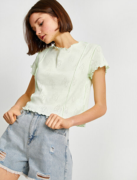 Koton Kadın Kısa Kollu Fırfırlı Tişört