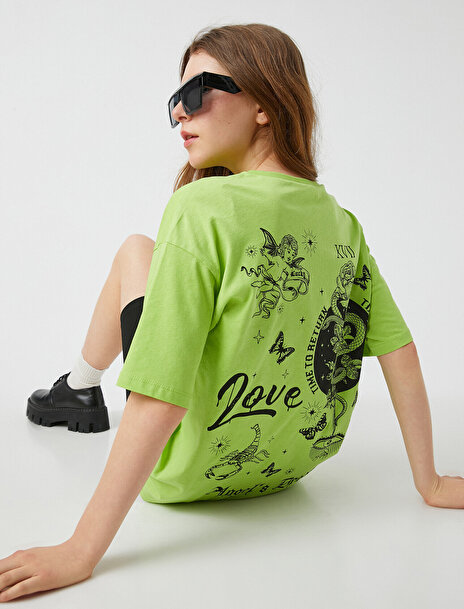 Koton Kadın Sırtı Baskılı Oversize Tişört