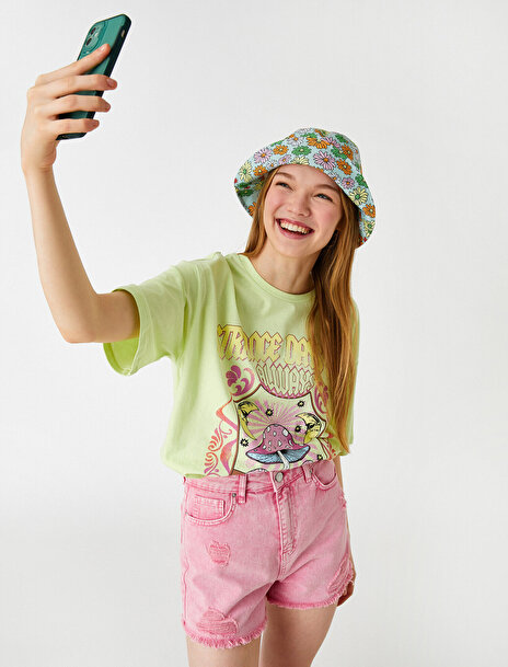 Koton Kadın Oversize Baskılı Kısa Kollu Tişört