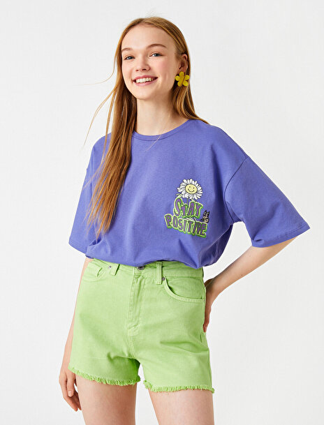 Koton Kadın Oversize Baskılı Kısa Kollu Tişört