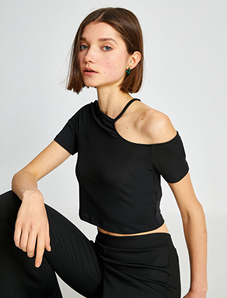 Koton Kadın Tek Omuz Asimetrik Tişört