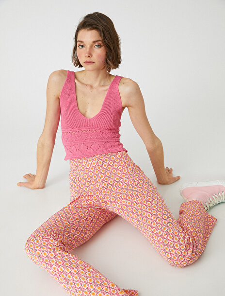 Koton Kadın Crop Örgü Atlet V Yaka