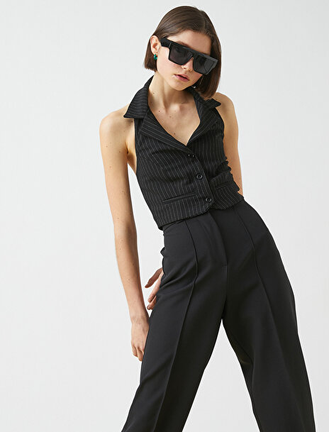 Koton Kadın Halter Blazer Ceket Yaka Yelek Görünümlü Crop Atlet Koton Kadın Halter Blazer Ceket Yaka Yelek Görünümlü Crop Atlet