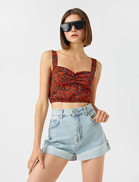 Koton Kadın Çiçek Baskılı Crop Atlet Koton Kadın Çiçek Baskılı Crop Atlet