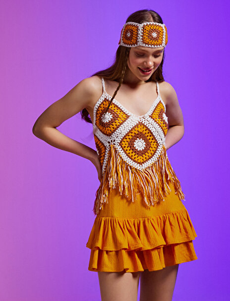 Koton Kadın Püsküllü V Yaka Örgü Crop Atlet