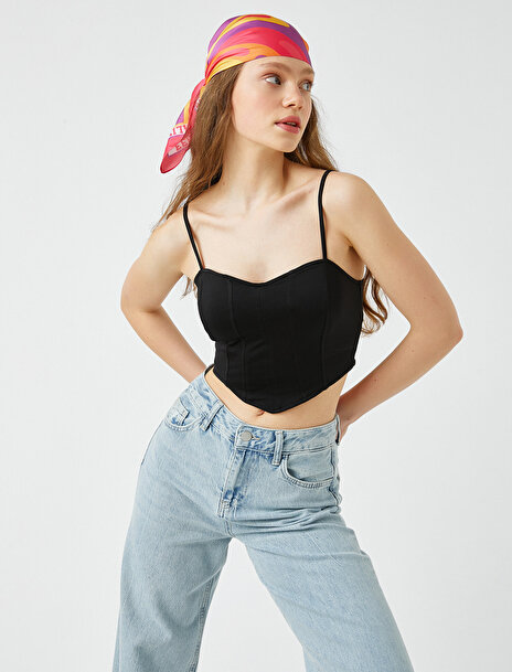 Koton Kadın Crop Atlet Asimetrik Kesim İnce Askılı Koton Kadın Crop Atlet Asimetrik Kesim İnce Askılı