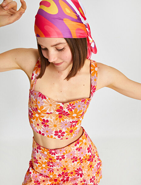 Koton Kadın Kare Yaka Crop Top Askılı