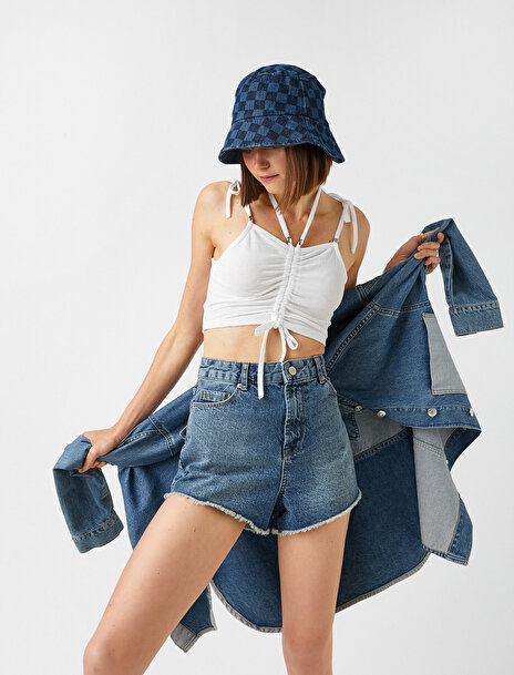 Koton Kadın Crop Atlet Büzgülü Boncuk Detaylı Koton Kadın Crop Atlet Büzgülü Boncuk Detaylı