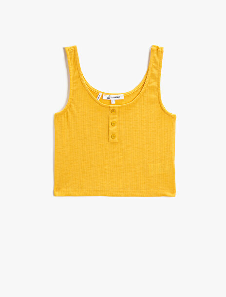 Koton Kadın Crop Tanktop U Neck Button Detail Koton Kadın Crop Tanktop U Neck Button Detail