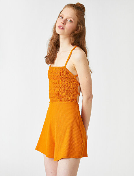 Koton Kadın İp Askılı Sırt Dekolte Detaylı Kısa Tulum