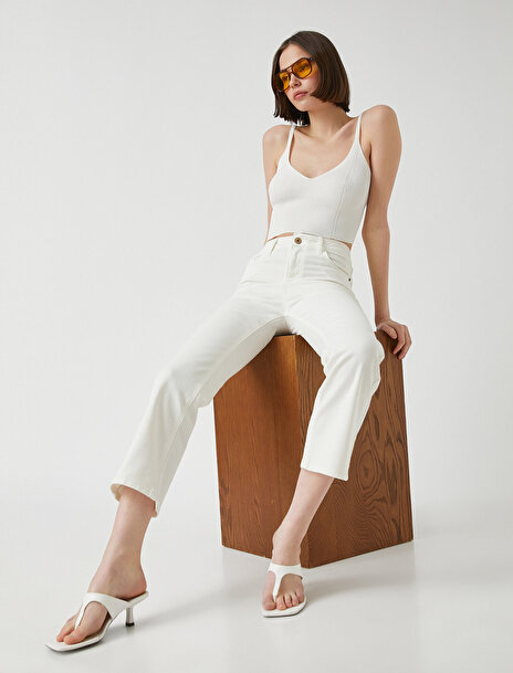 Koton Kadın Crop Wide Leg Kot Pantolon- Bianca Jean Koton Kadın Crop Wide Leg Kot Pantolon- Bianca Jean