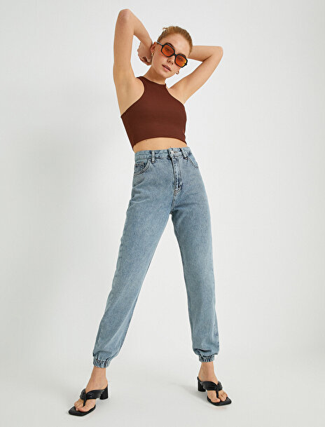 Koton Kadın Yüksek Bel Jogger Kot Pantolon