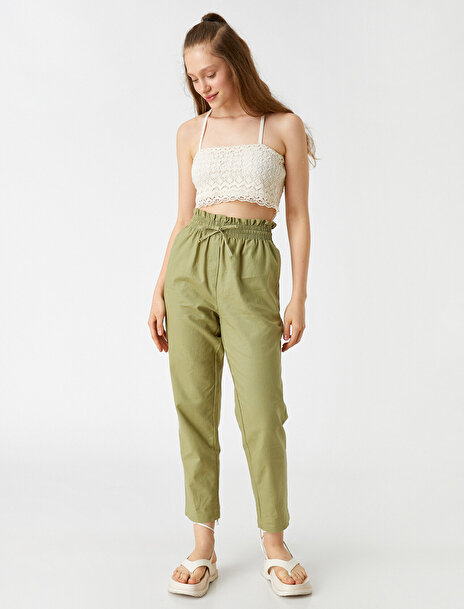 Koton Kadın Havuç Pantolon Beli Lastikli Cepli