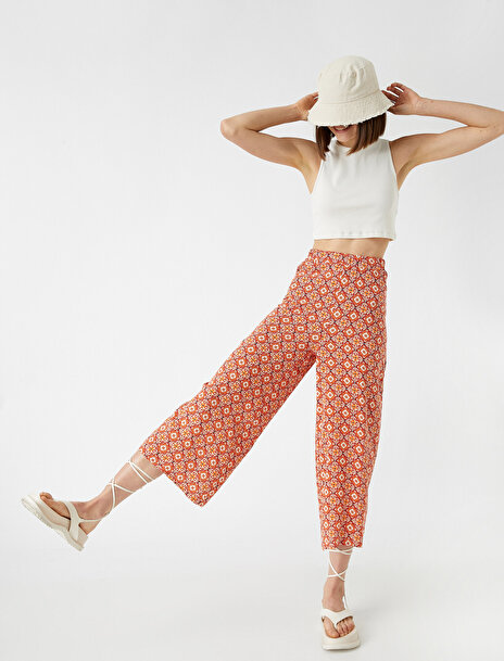 Koton Kadın Culotte Pantolon Bol Paça Etnik Desenli Koton Kadın Culotte Pantolon Bol Paça Etnik Desenli
