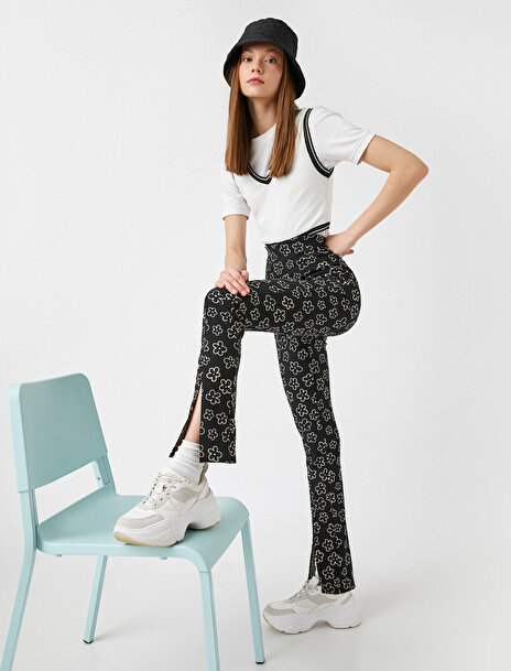 Koton Ole Genç Kız Paçası Yırtmaçlı İspanyol Paça Pantolon