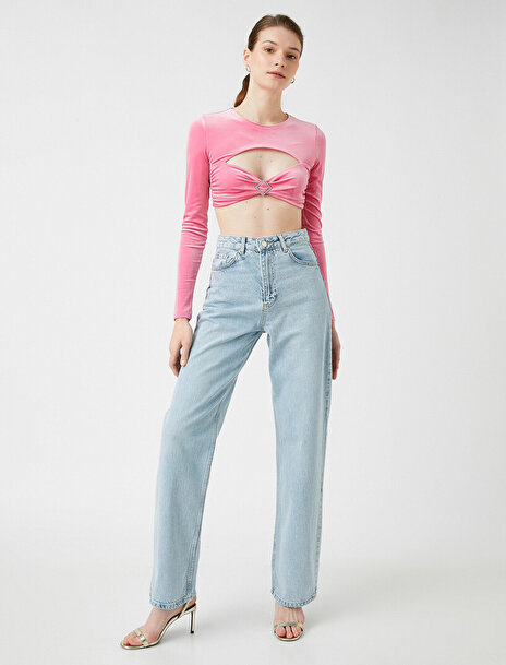 Koton Kadın Normal Kesim Yüksek Bel Düz Paça - Eve Jean