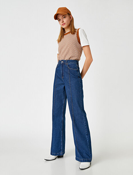 Koton Ole Genç Kız Yüksek Bel Bol Paça Kot Pantolon - Wide Leg Koton Ole Genç Kız Yüksek Bel Bol Paça Kot Pantolon - Wide Leg