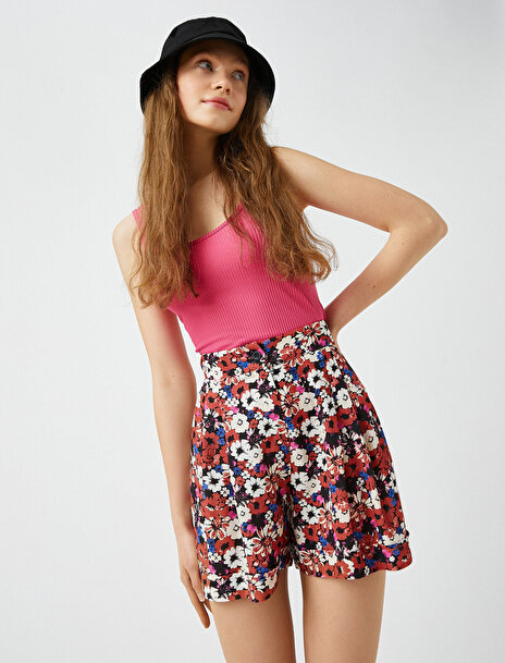 Koton Kadın Desenli Şort Yüksek Bel