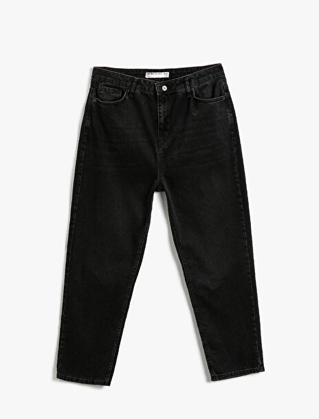 Koton Kadın Rahat Kesim Yüksek Bel Hafif Dar Paça Kot Pantolon - Mom Jean